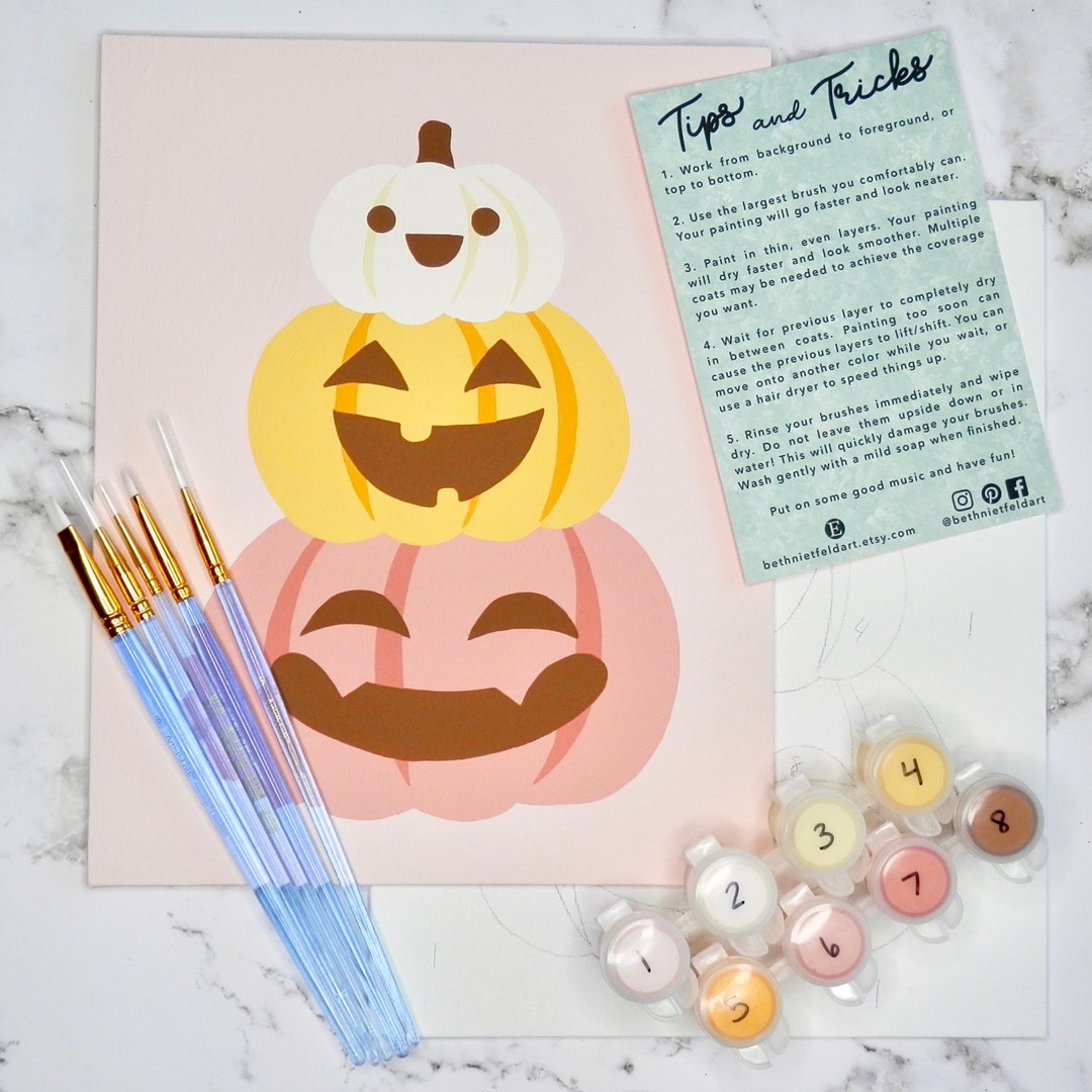 Pumpkin Stack Paint by Number Kit | DIY Halloween Art - Etsy