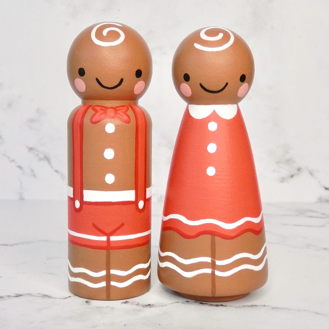 Gingerbread Peg Doll Set - Etsy