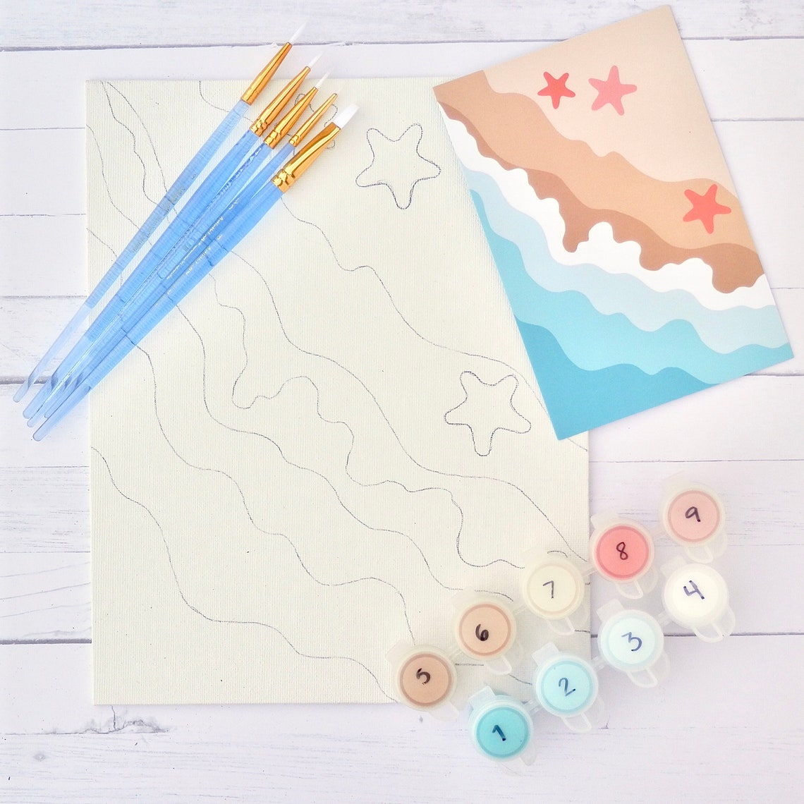 Beach Waves Paint by Number Kit | DIY Tropical Ocean Art - Etsy