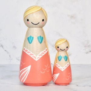 Mermaid Peg Doll | Hand Painted Wooden Toy - Etsy
