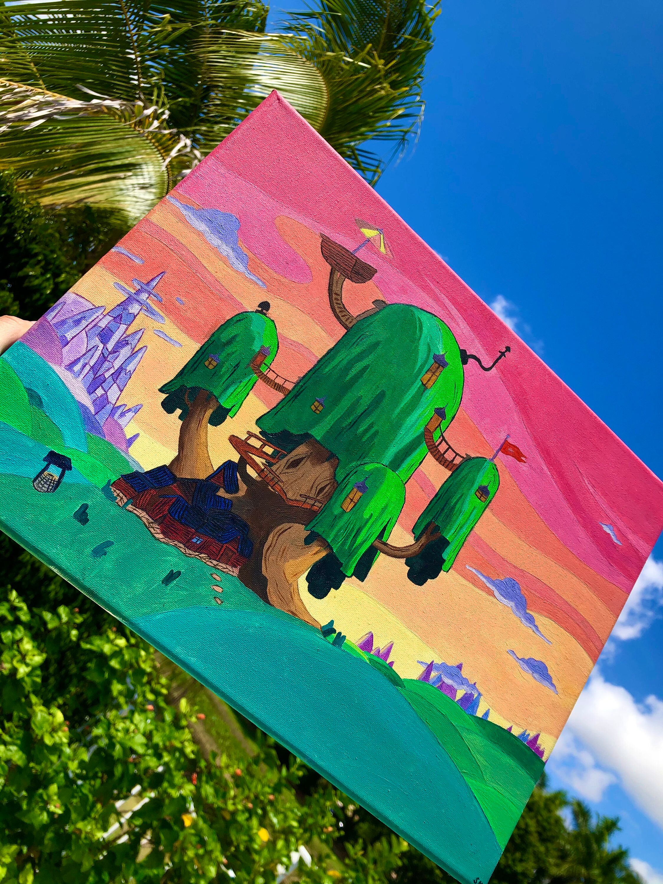 Adventure Time Oil Painting Finn & Jake Treehouse Wall Art Trippy Art ...