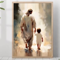 Jesus Christ With a Baby, Little Girl and Little Boy, Three Children ...