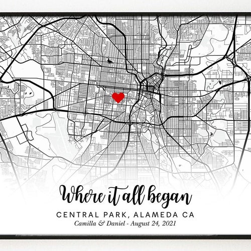 Where We Met Map Anniversary Engagement Gift Where It All - Etsy