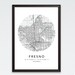 Fresno Map Print Framed Canvas Wall Art Poster United States Map Print ...