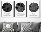 Personalized Set of Three Map Prints Custom Locations City Map - Etsy