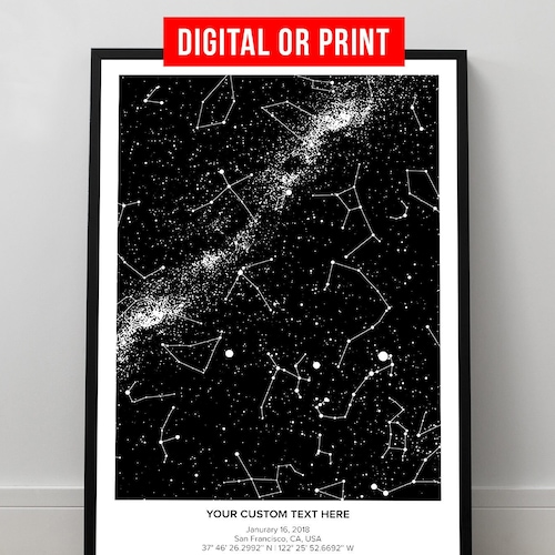 Personalized Star Map Print Custom Night Sky Print Canvas With - Etsy