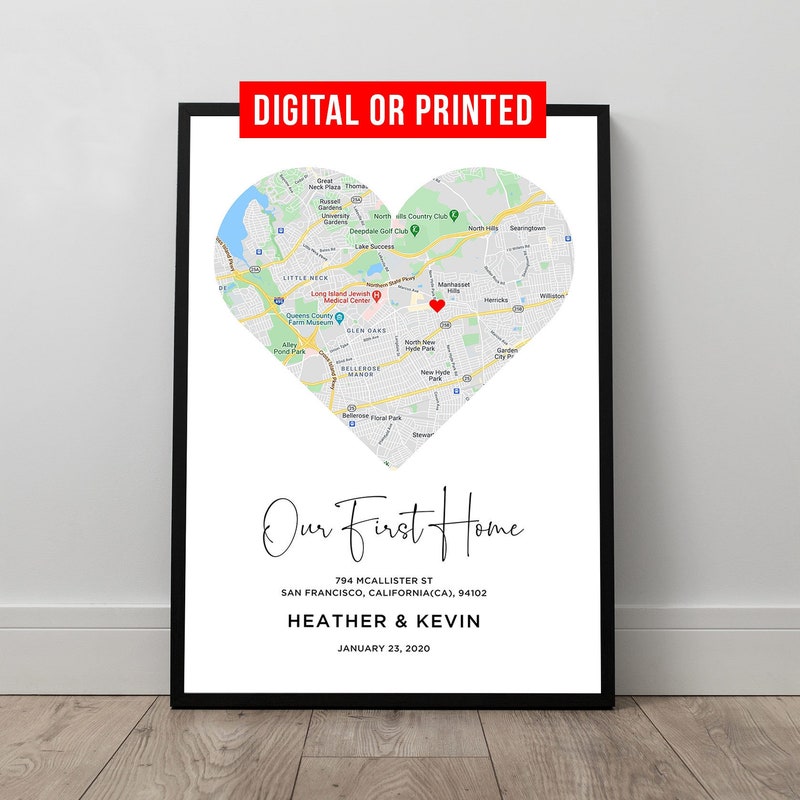 Heart Shaped Map - Etsy
