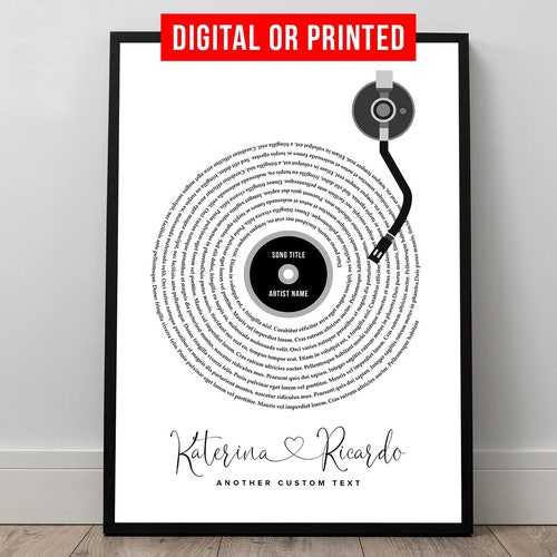 Vinyl Record Song Lyrics Personalized Custom Print 1st - Etsy