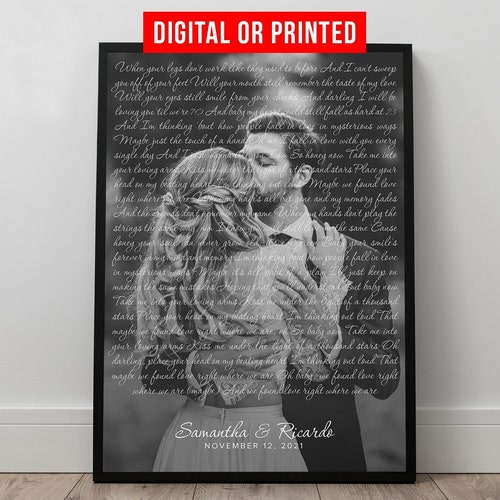 Wedding Song Lyrics With Photo Personalized First Dance - Etsy