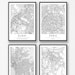 Personalized Set of 4 Any City Map Prints Custom Locations Home Town ...