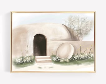Easter Jesus Resurrection Poster Baptized Holy Bible He is Risen Print ...