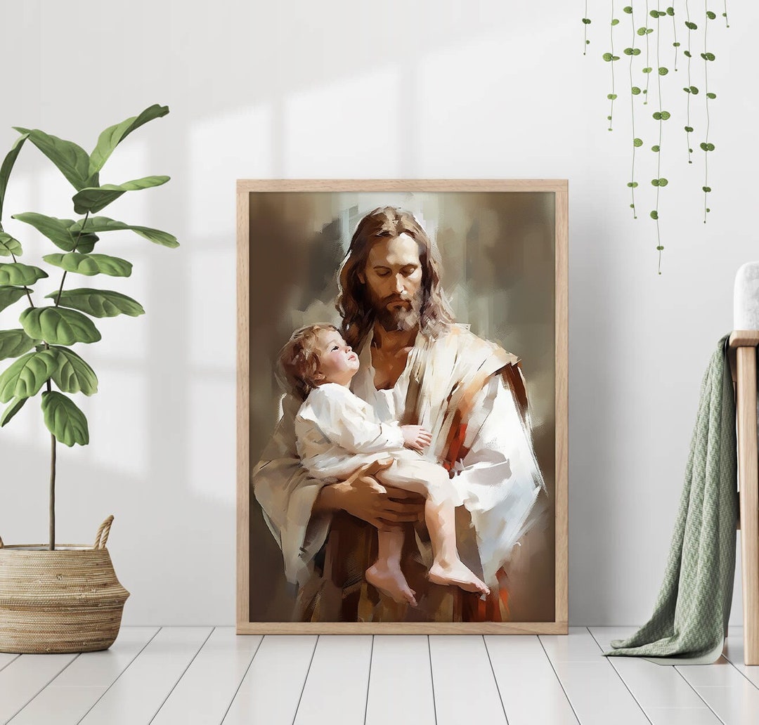 Jesus Christ Boy Child Kid Painting Print Christ's Embrace Wall Art ...