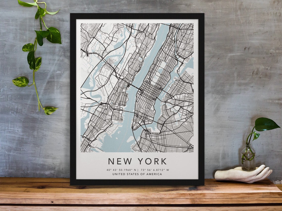 Hometown Street Map Poster Custom City Map Art Print Frame Canvas ...