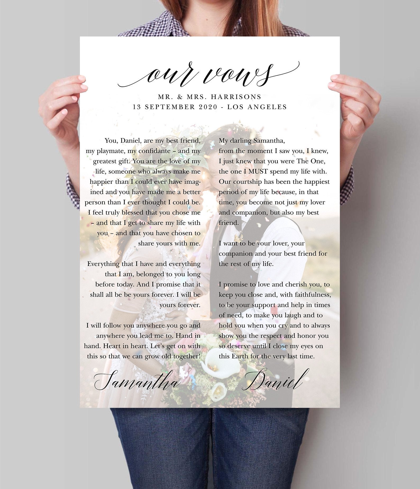 Custom Wedding Vows Framed Print With Photo Personalized - Etsy