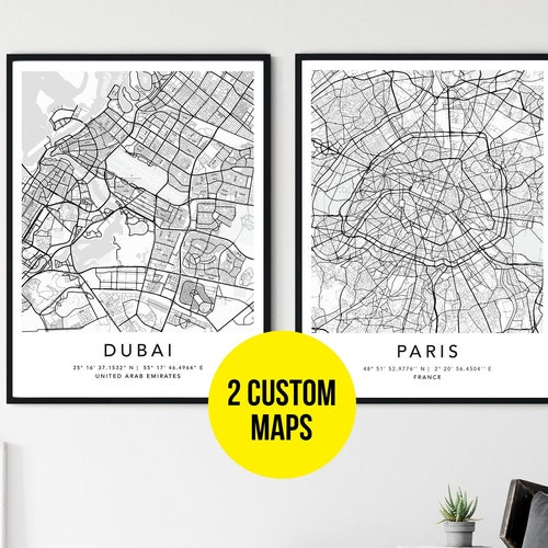 Personalized Map Print Set of Four Map Prints Custom - Etsy