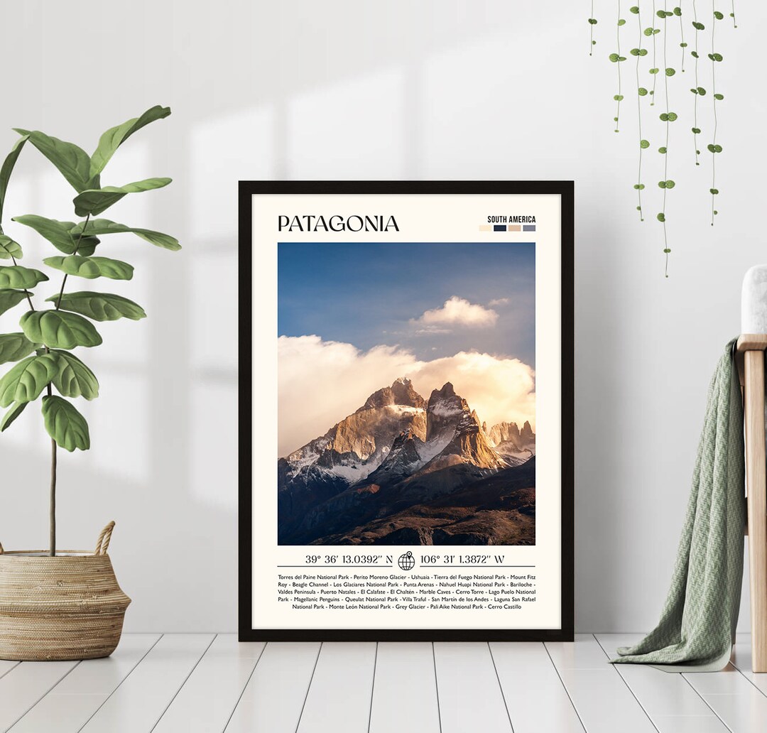 Patagonia Print South America Travel Poster Gift Eclectic Vibrant Print ...