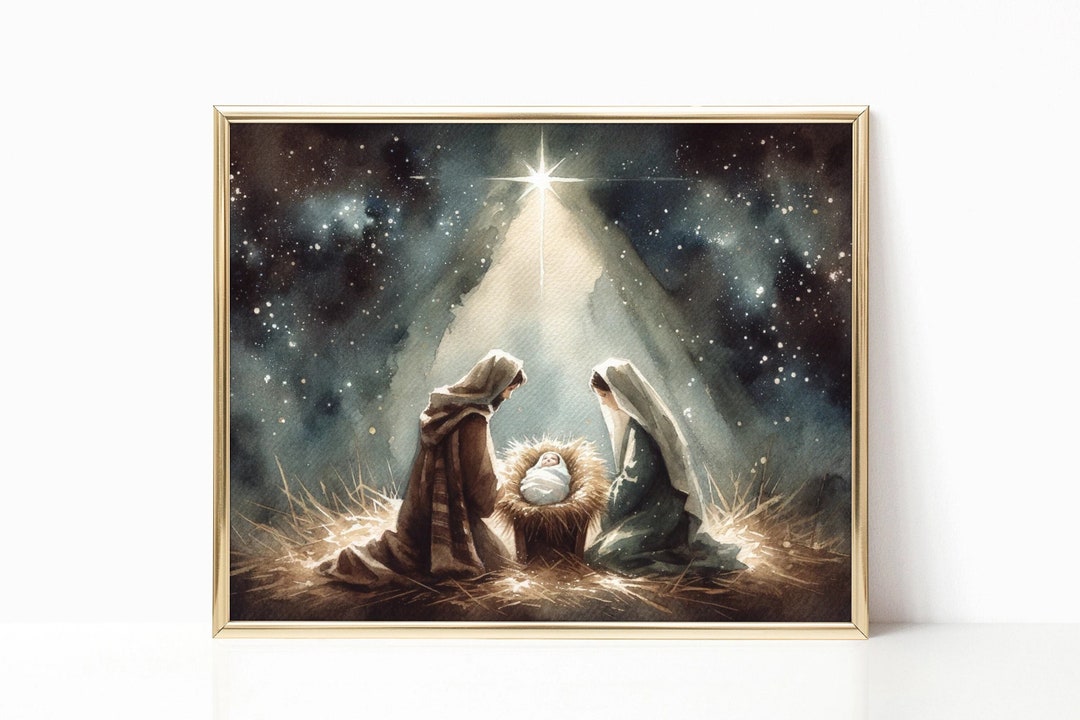 Mary & Joseph Birth of Jesus Christ Print Christian Spiritual Poster ... Mary & Joseph Birth of Jesus Christ Print Christian Spiritual Poster ...
