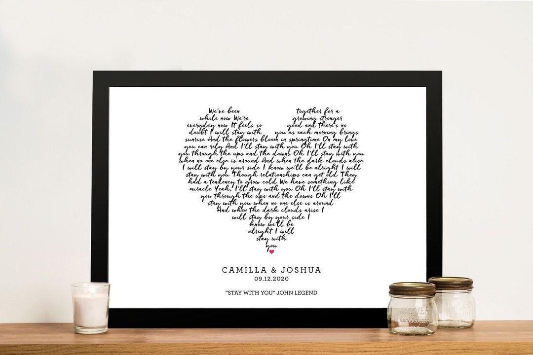 Custom Heart Shape Quote Print Sign Framed Canvas Wall Art Poster ...