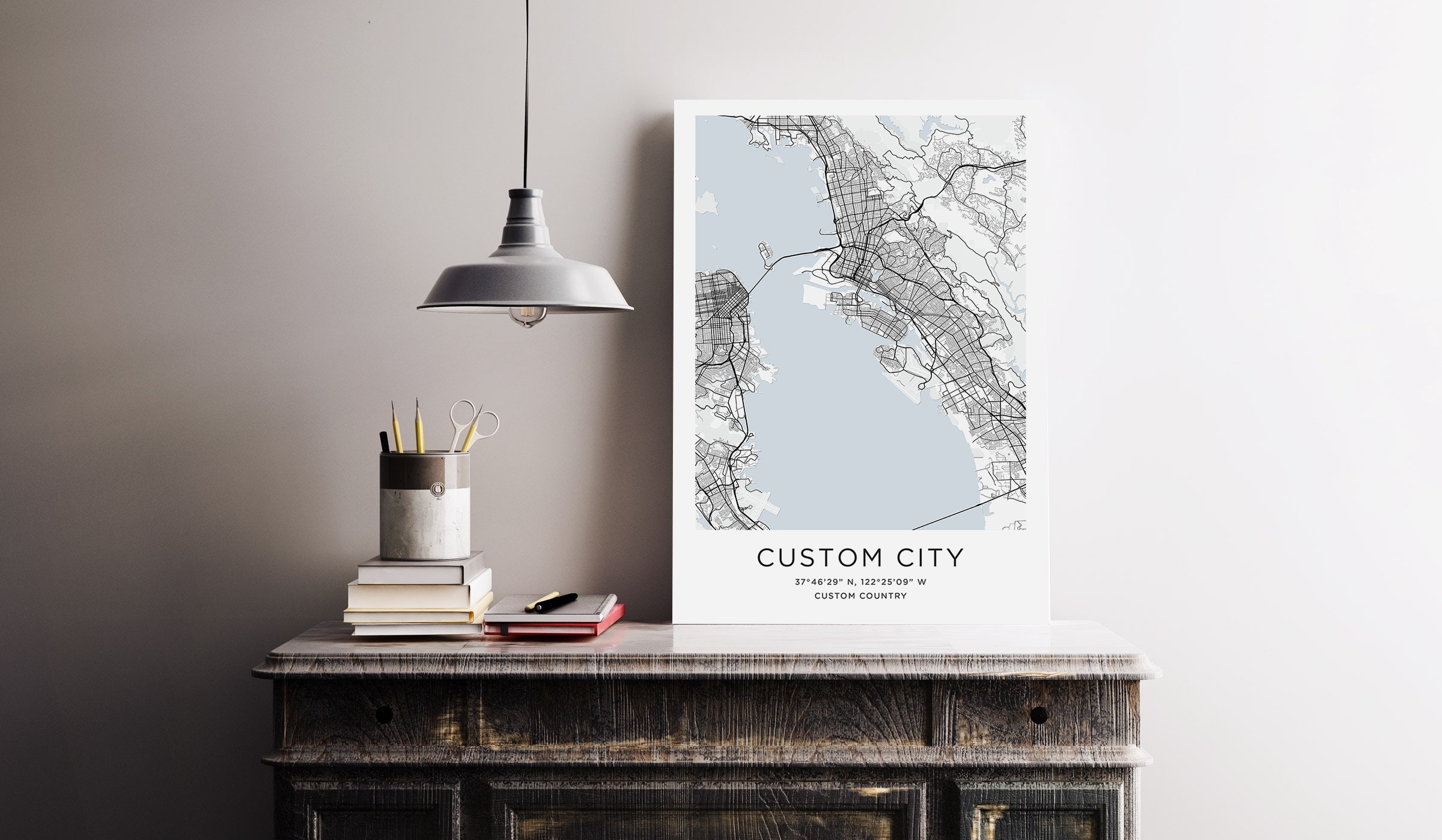 Hometown Street Map Poster Custom City Map Art Print and Frame Canvas ...