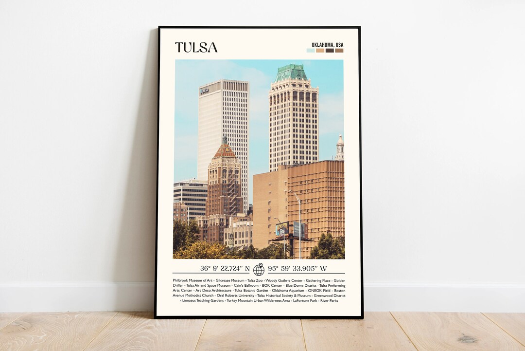 Tulsa Print Oklahoma USA Travel Poster Gift Eclectic Vibrant Print ...