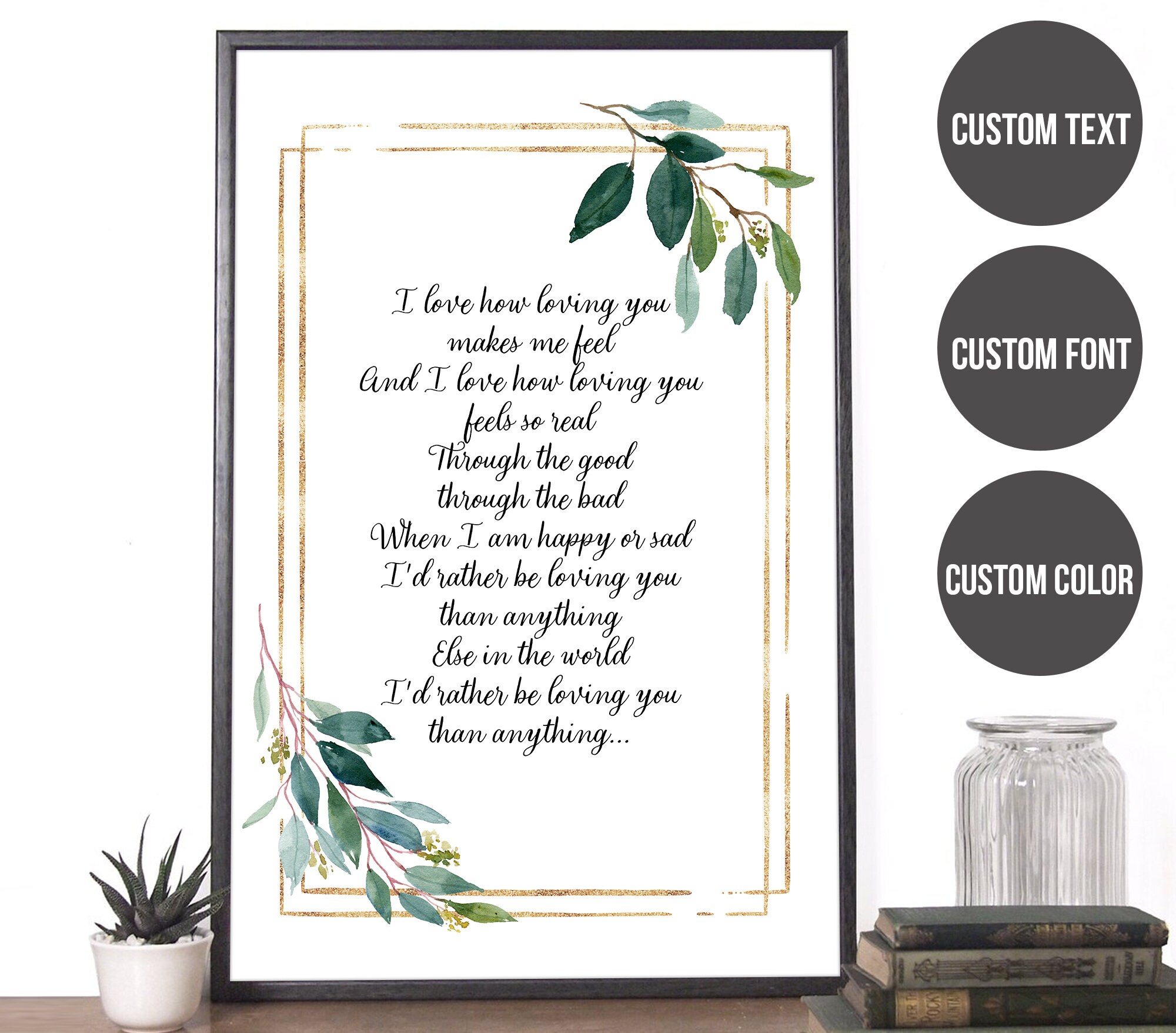 Custom Quote Print Sign Framed Canvas Wall Art Poster Personalized ...