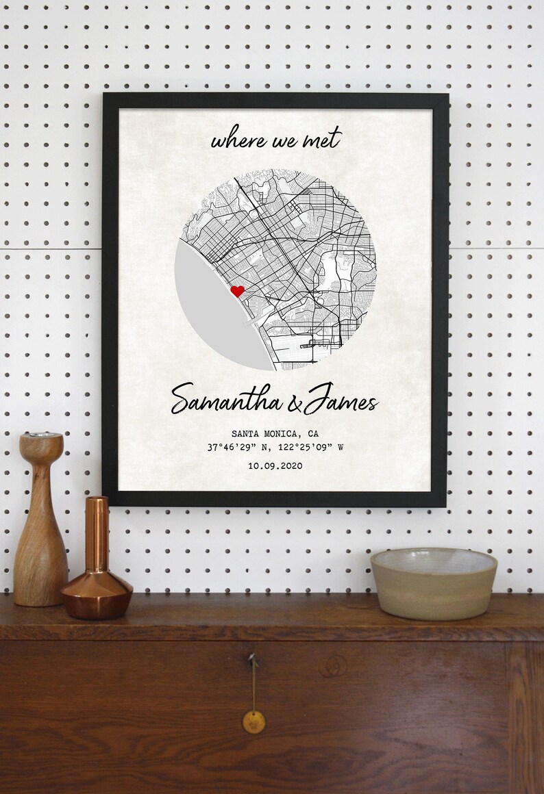 Anniversary Gift Love Map Where It All Began Where We Met Romantic Gift ...