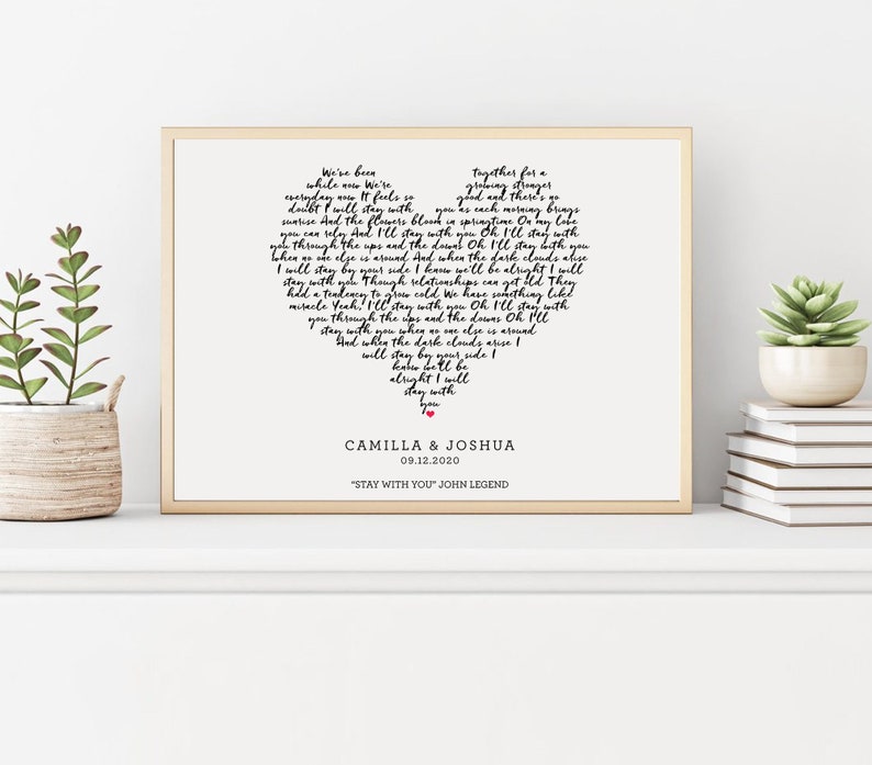 Custom Heart Shape Quote Print Sign Framed Canvas Wall Art Poster ...