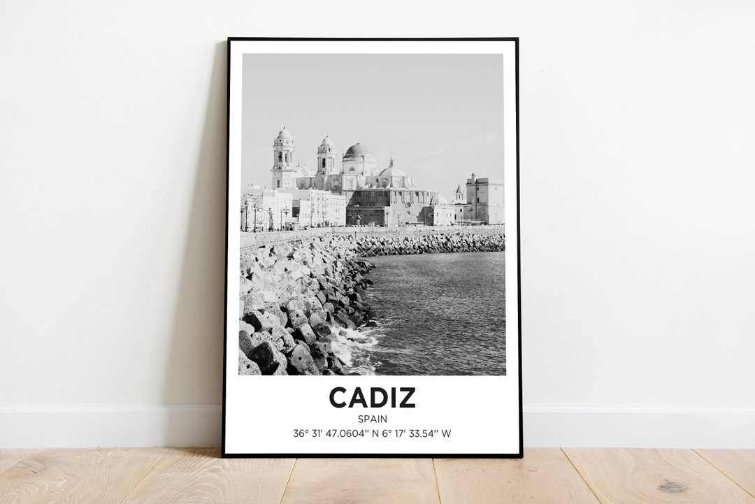 Cadiz Travel Poster Spain Wall Art Trendy Gift Eclectic Black & White ...