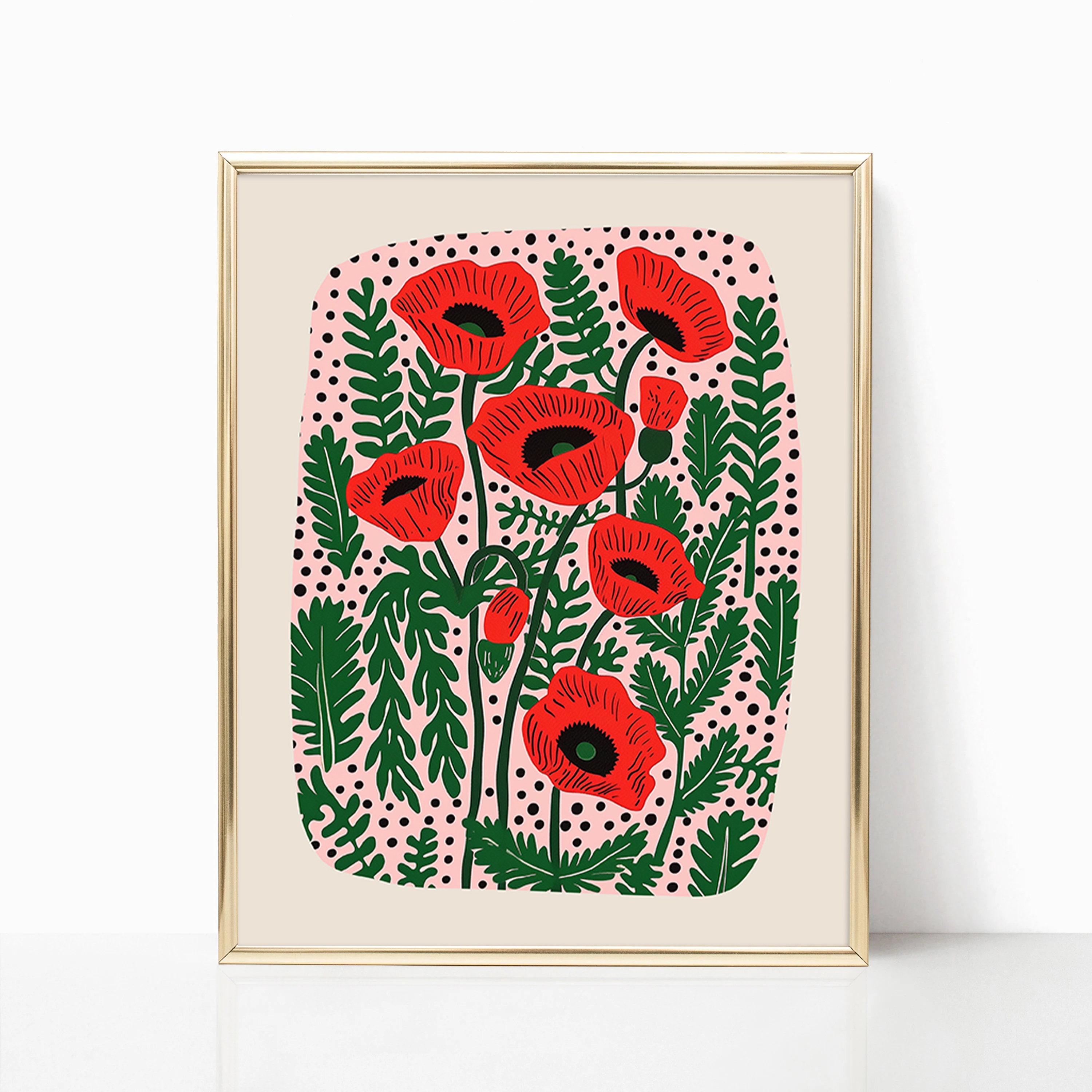 Red Poppies Print Flower Market Poster Botanical Poppy Canvas Framed ...