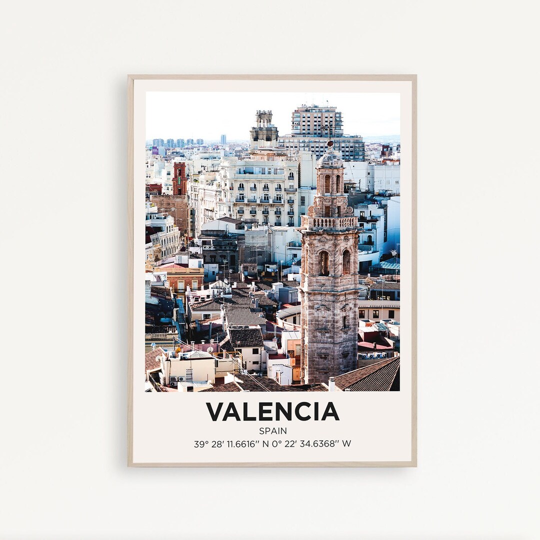 Valencia City Travel Poster Spain Wall Art Trendy Gift Eclectic Vibrant ...