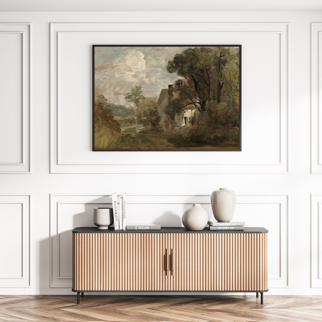 Vintage European Countryside Farmhouse Summer Landscape Painting Old ...