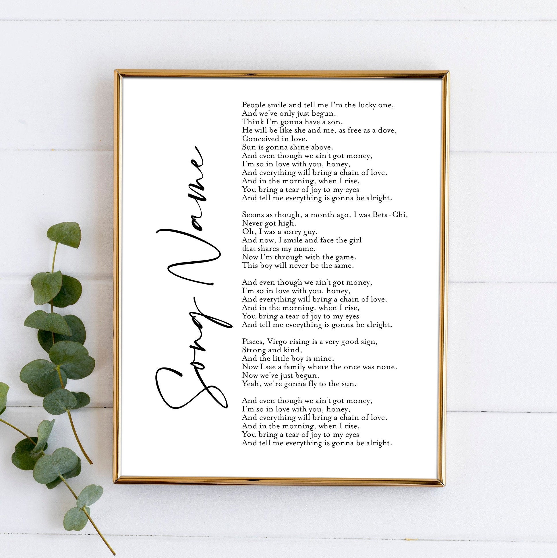 Custom Song Poem Poster First Dance Lyrics Print Sign Framed Canvas ...