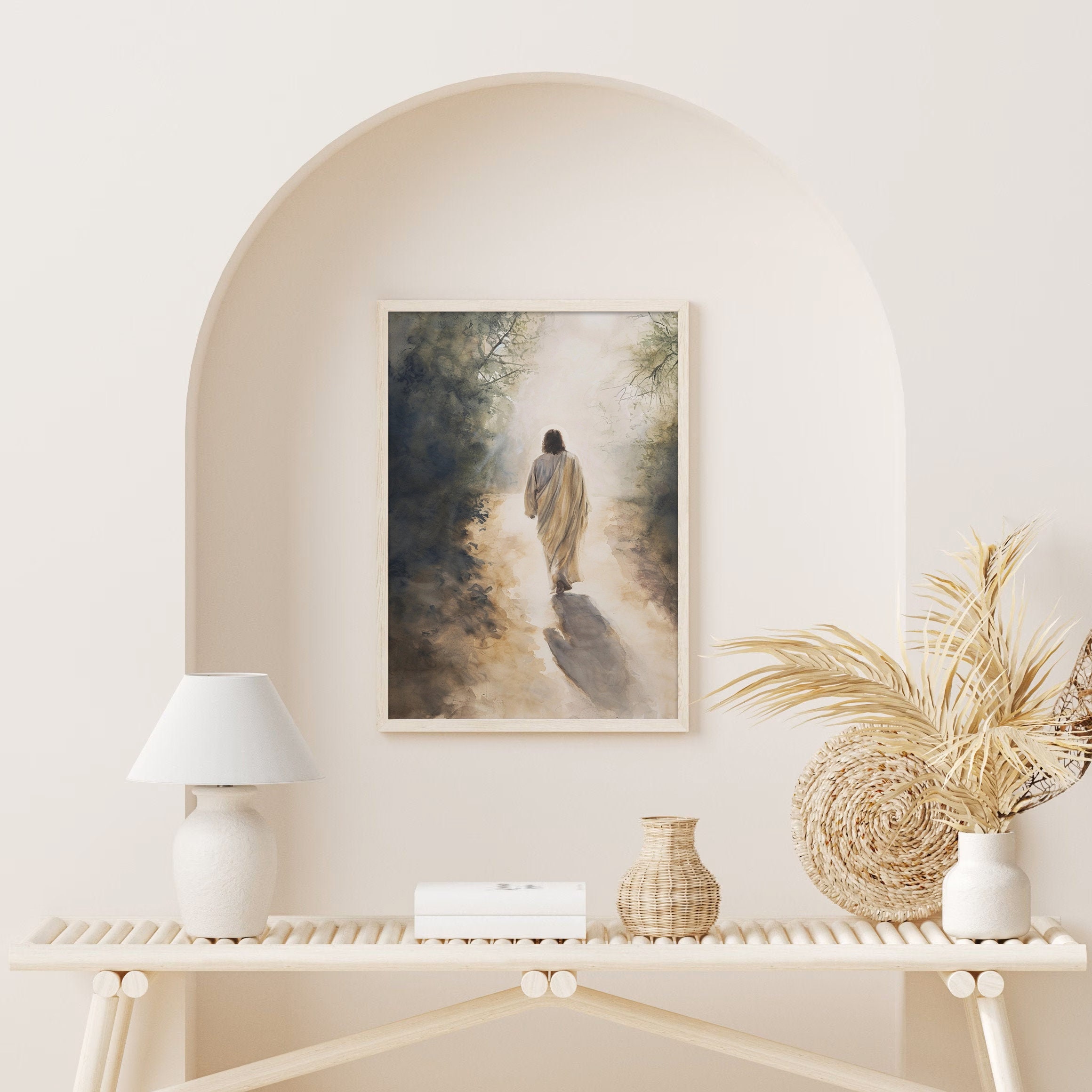 Jesus Christ Walking the Path Canvas Wall Art Poster Holy Modern Bible ...