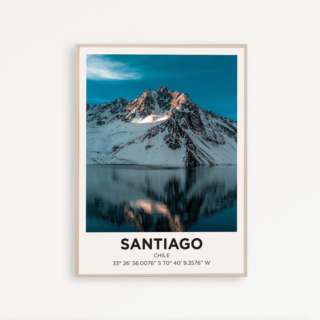 Santiago Travel Poster Chile Wall Art Trendy Gift Eclectic Vibrant ...