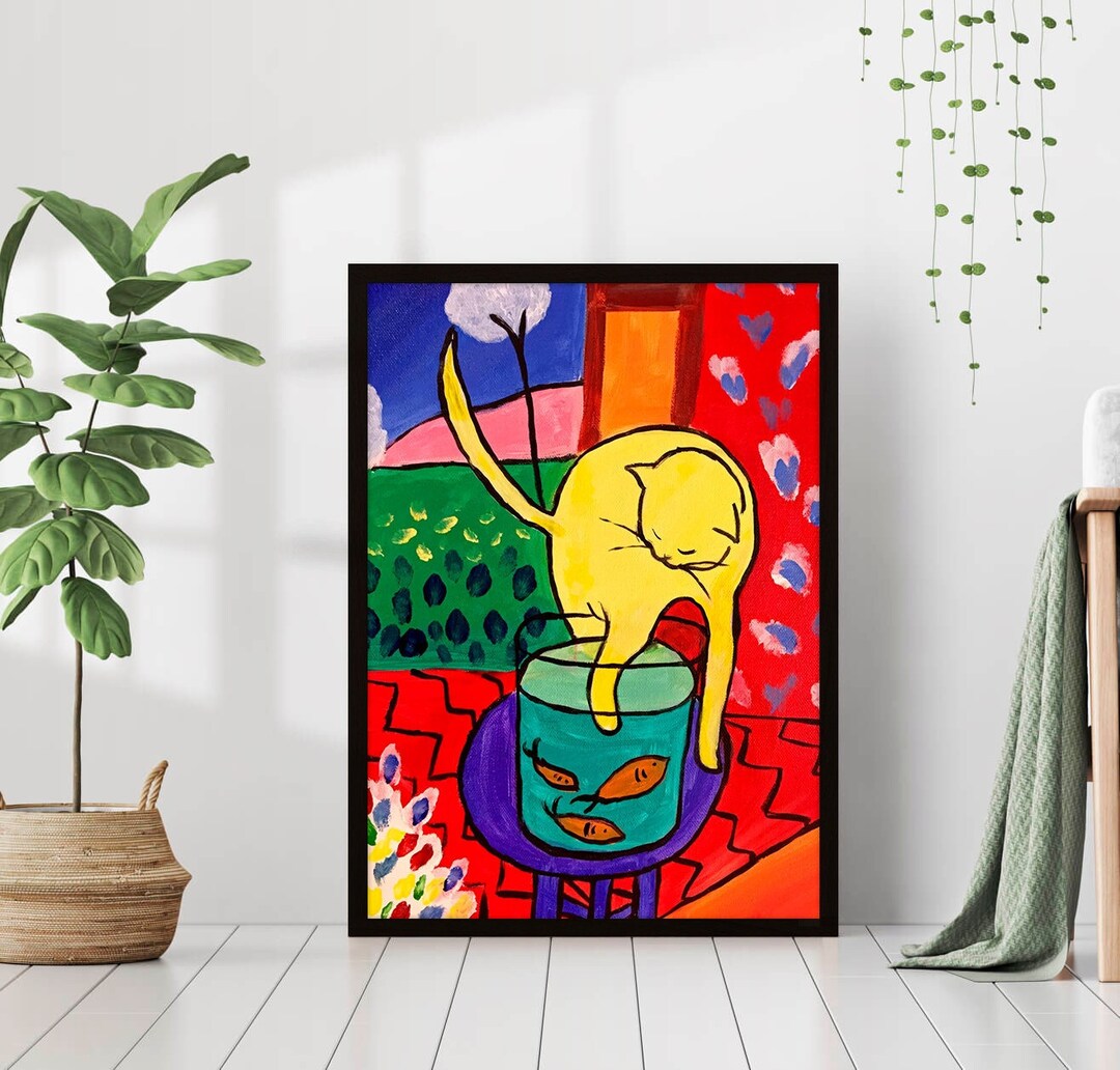 Henri Matisse the Yellow Cat With Red Fish Exhibition Poster Painting ...
