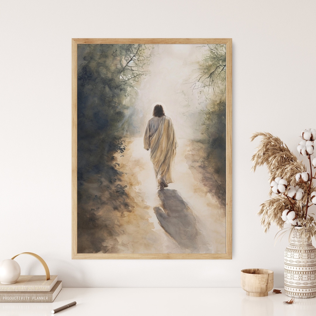 Jesus Christ Walking the Path Canvas Wall Art Poster Holy Modern Bible ...