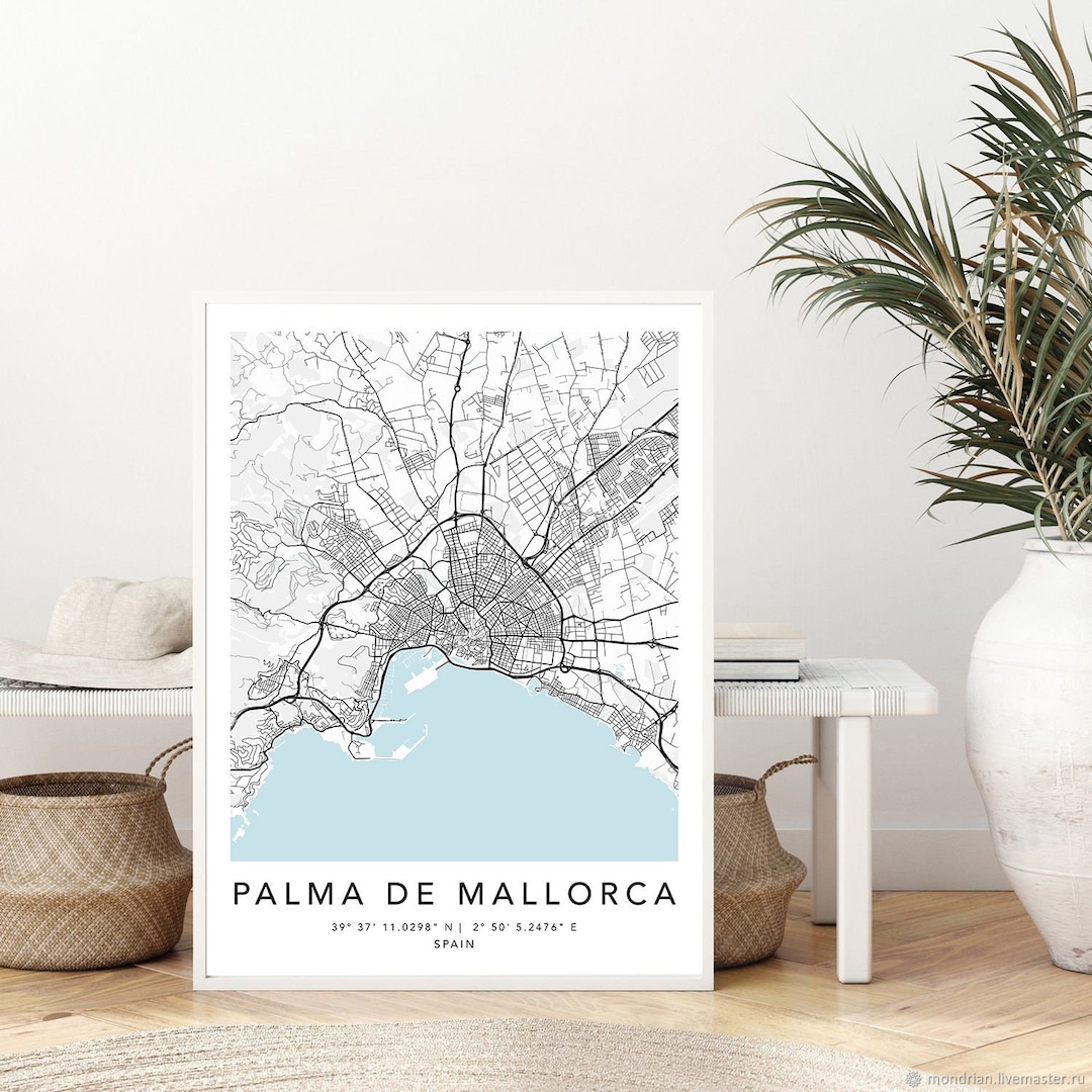 Palma De Mallorca Map Print Framed Canvas Wall Art Poster Spain Map ...