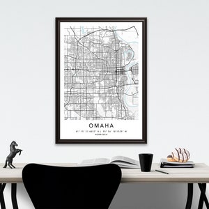 Omaha Map Print Framed Canvas Wall Art Poster United States Map Print ...