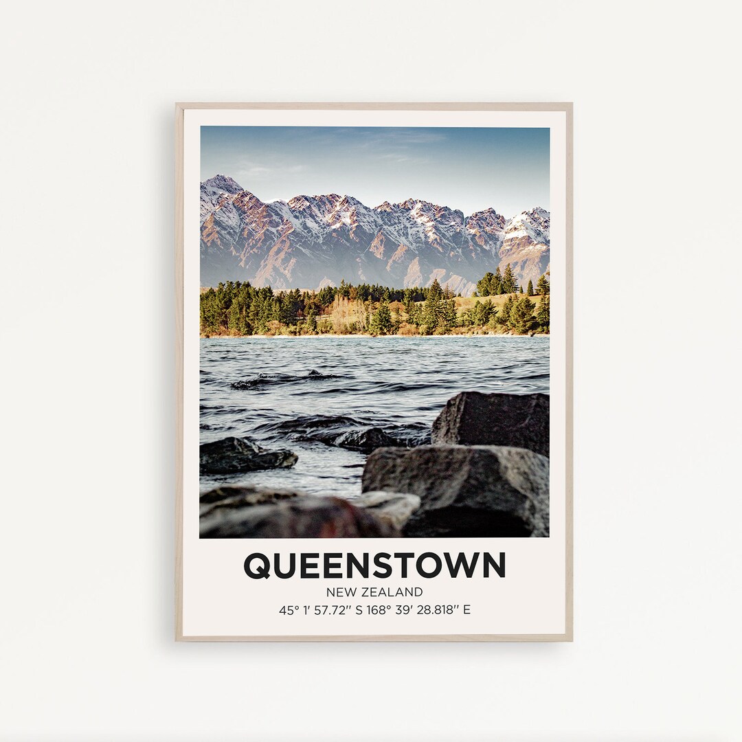 Queenstown Travel Poster New Zealand Wall Art Trendy Gift Eclectic ...