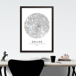 Dallas Map Print Framed Canvas Wall Art Poster United States City Map ...