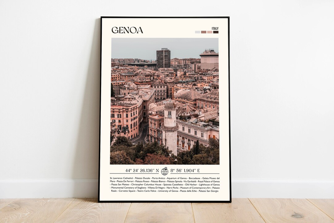 Genoa Print Italy Travel Poster Gift Eclectic Vibrant Print Trendy ...