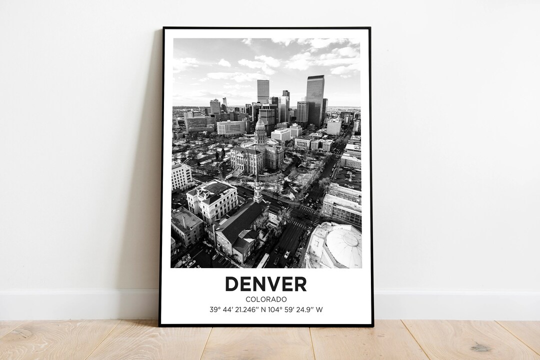 Denver Travel Poster Colorado Wall Art Trendy Gift Eclectic Black ...