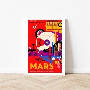 NASA Mars Planet Poster Retro Vintage Art Canvas Print Frame Science ...