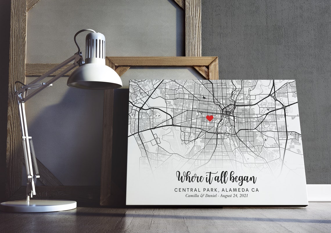 Anniversary Gift Love Map Where It All Began Where We Met Romantic Gift ...