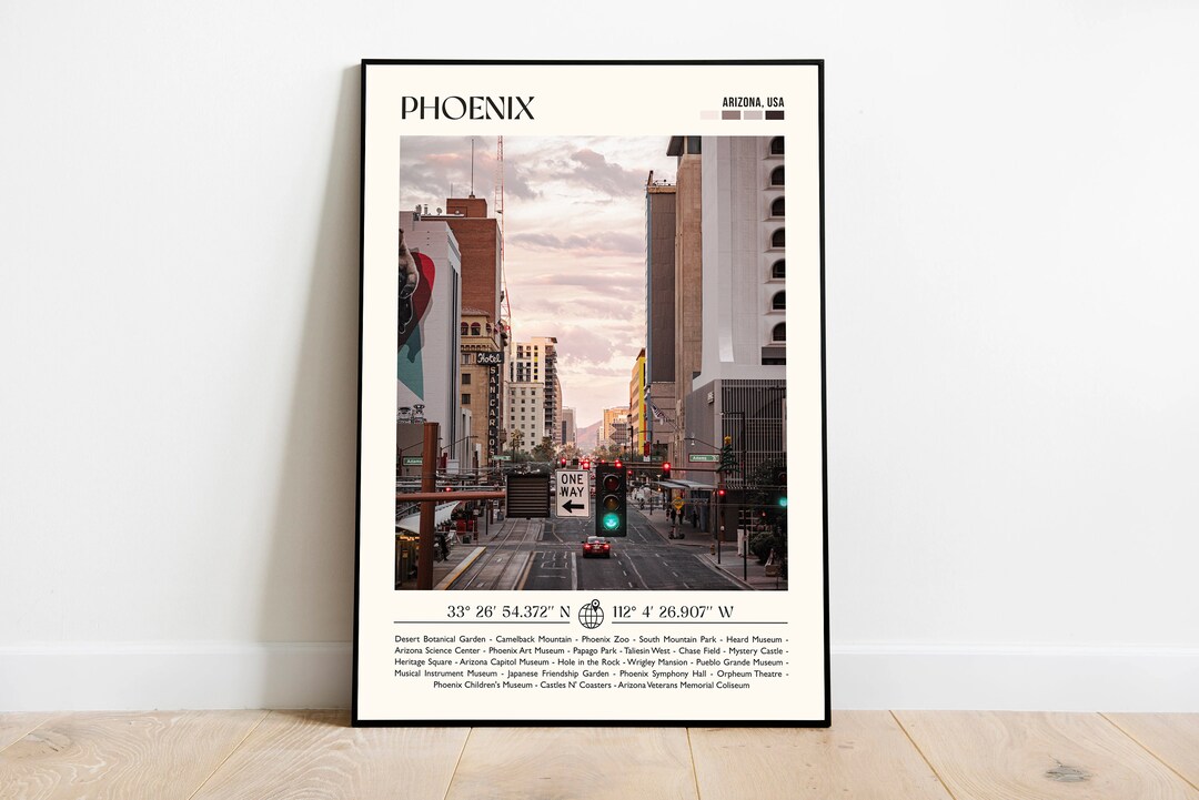 Phoenix Print Arizona USA Travel Poster Gift Eclectic Vibrant Print ...