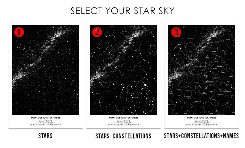 Personalized Star Map Print Custom Night Sky Print Canvas With Frame ...