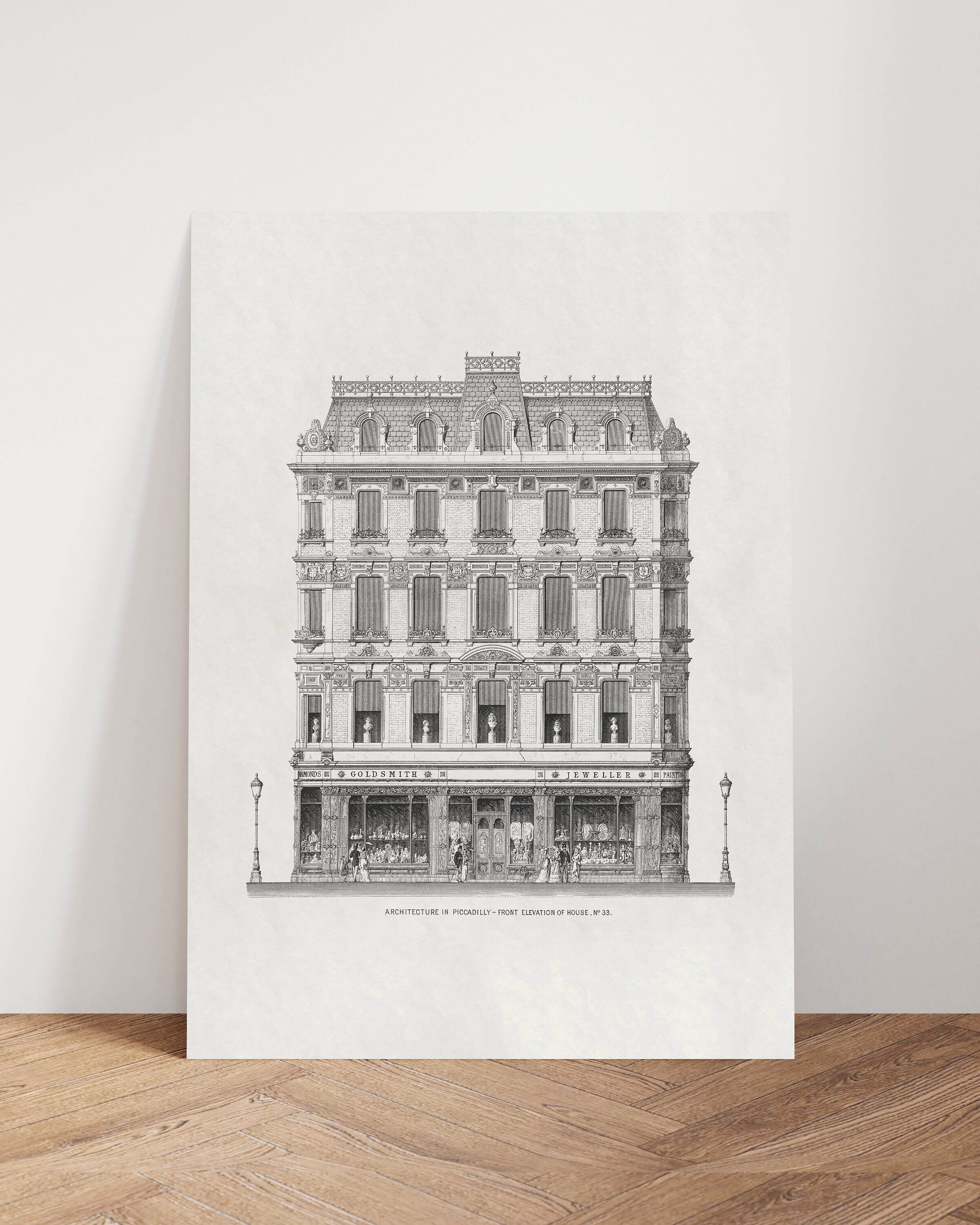 Vintage Building Architecture Pencil Print Sketch Drawing Etching ...