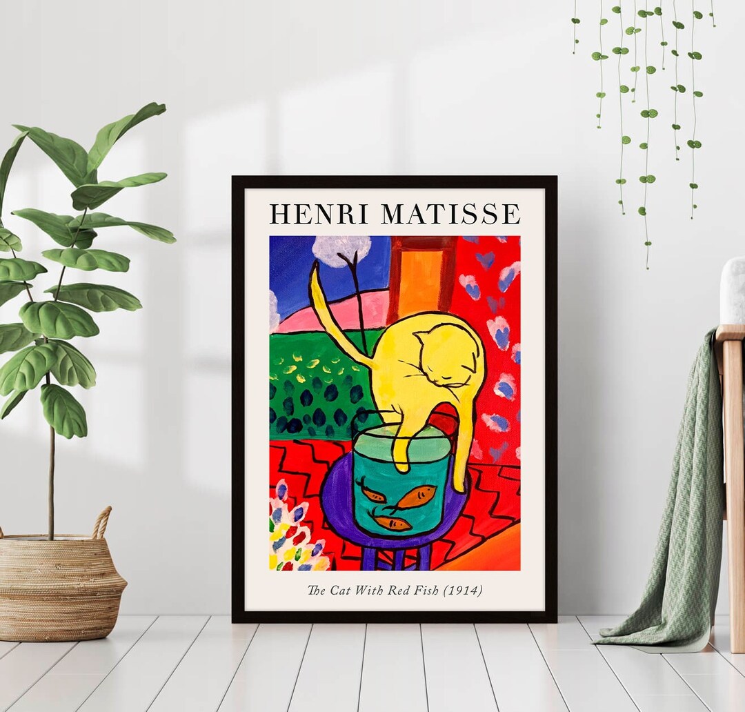 Henri Matisse the Yellow Cat With Red Fish Painting Colorful Vibrant ...