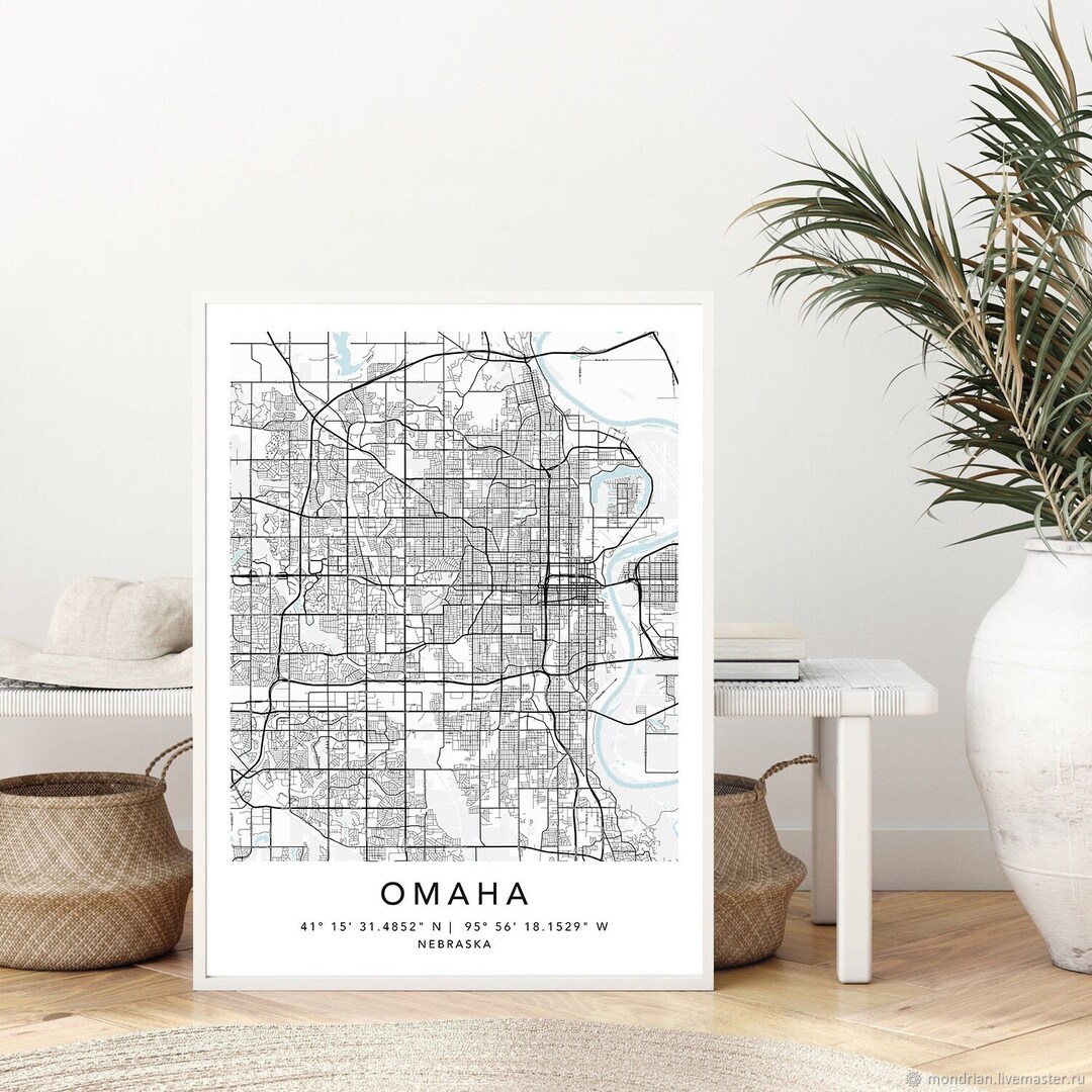 Omaha Map Print Framed Canvas Wall Art Poster United States Map Print ...