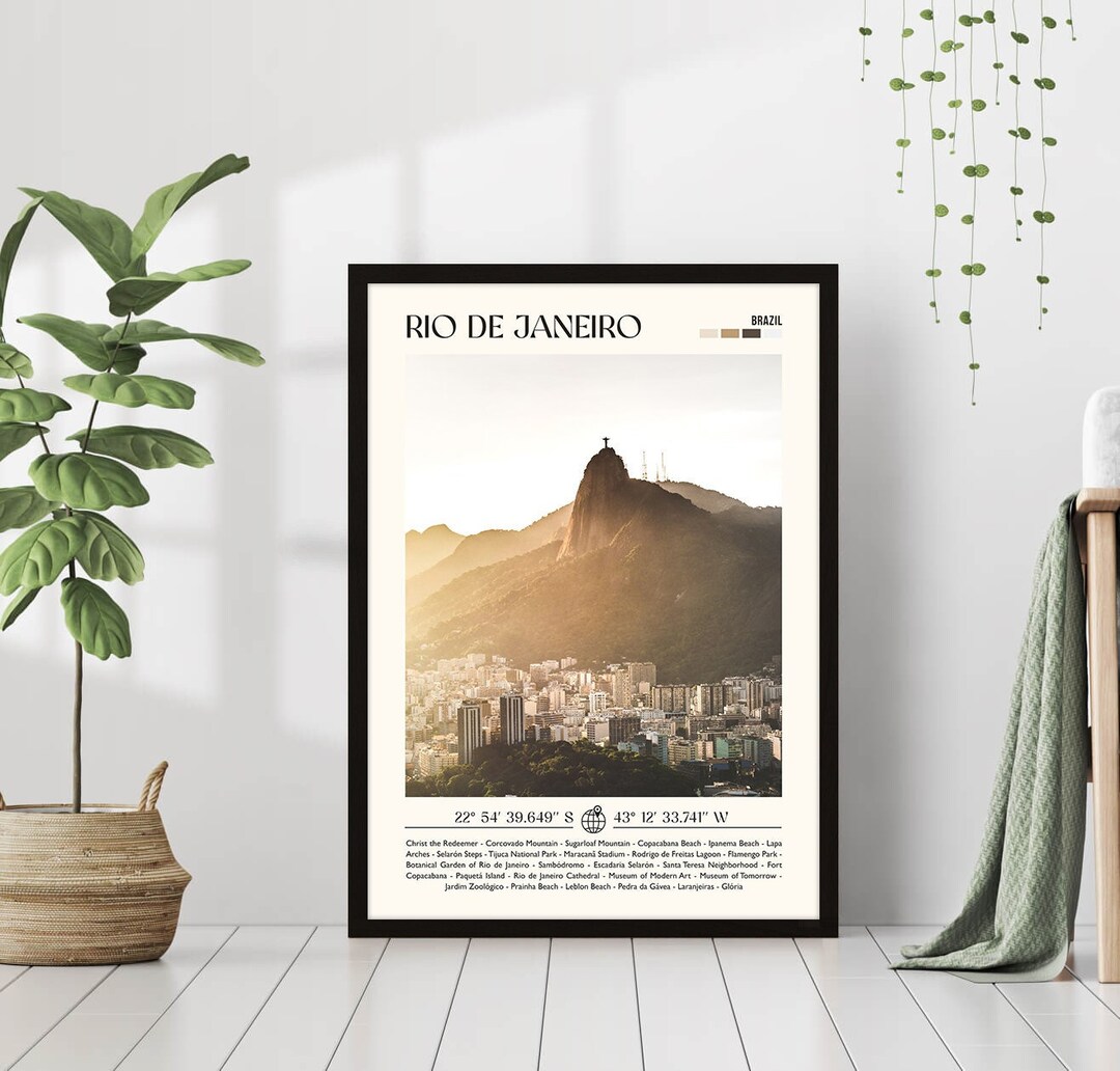 Rio De Janeiro Print Brazil Travel Poster Gift Eclectic Vibrant Print ...